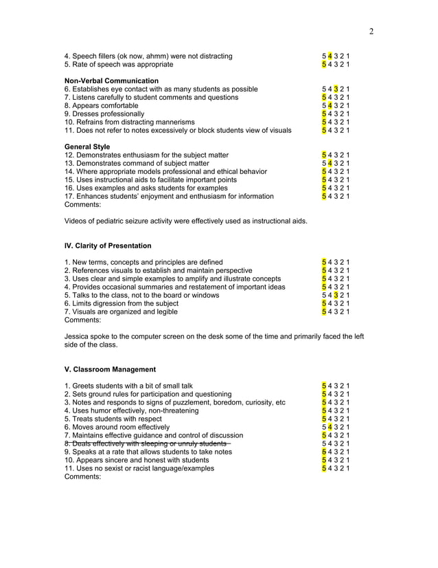 Classroom Observation Rating Form for Jessica Mitchell by Heide Temples ...