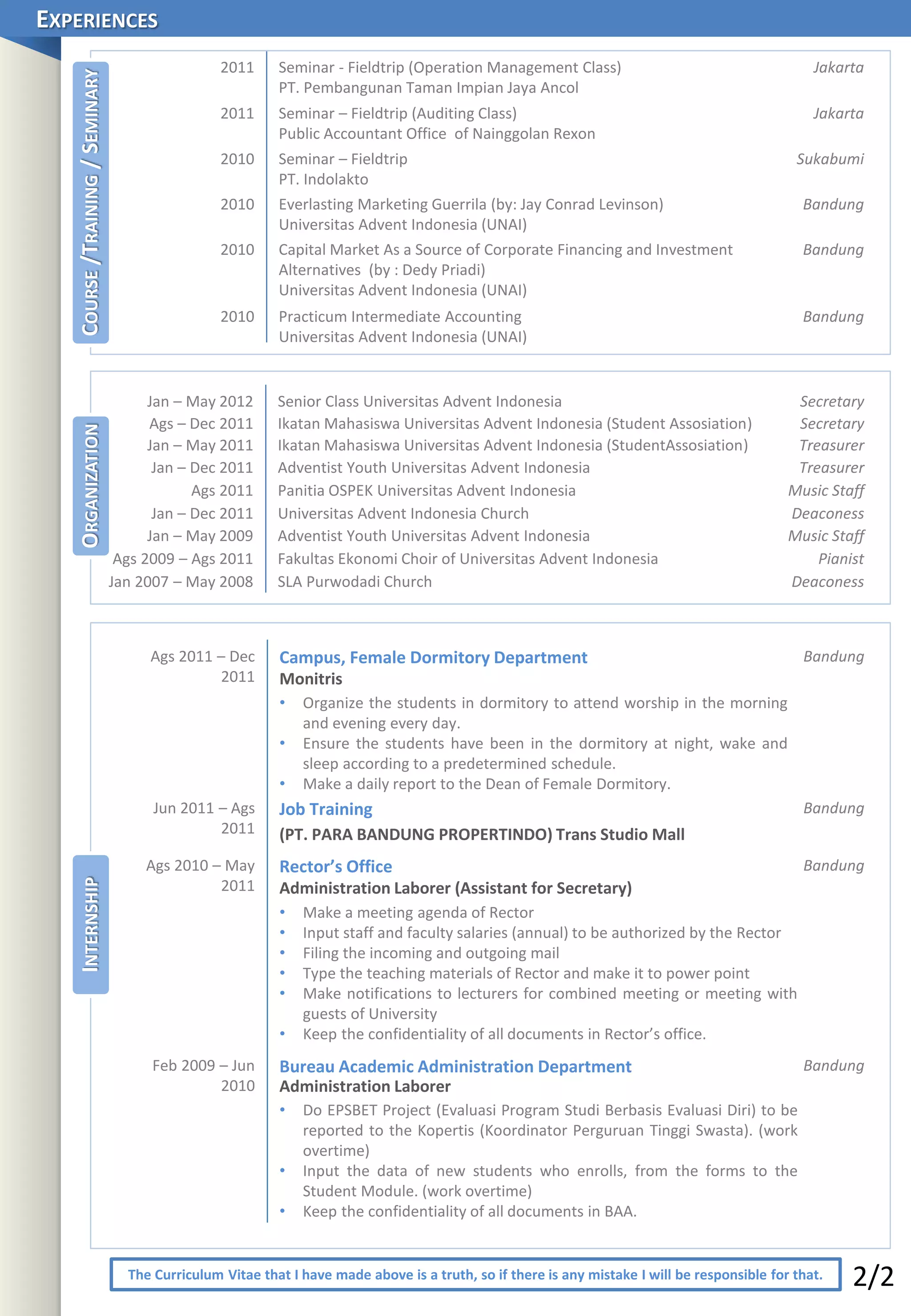 CV Ribka_done | PDF | Business | Business and Finance