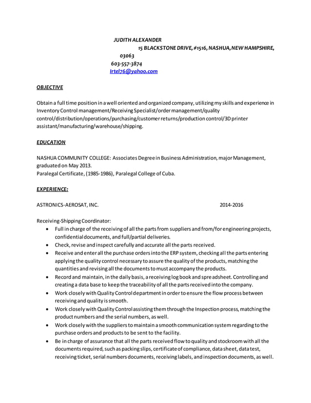 JUDITH ALEXANDER-RESUME | PDF