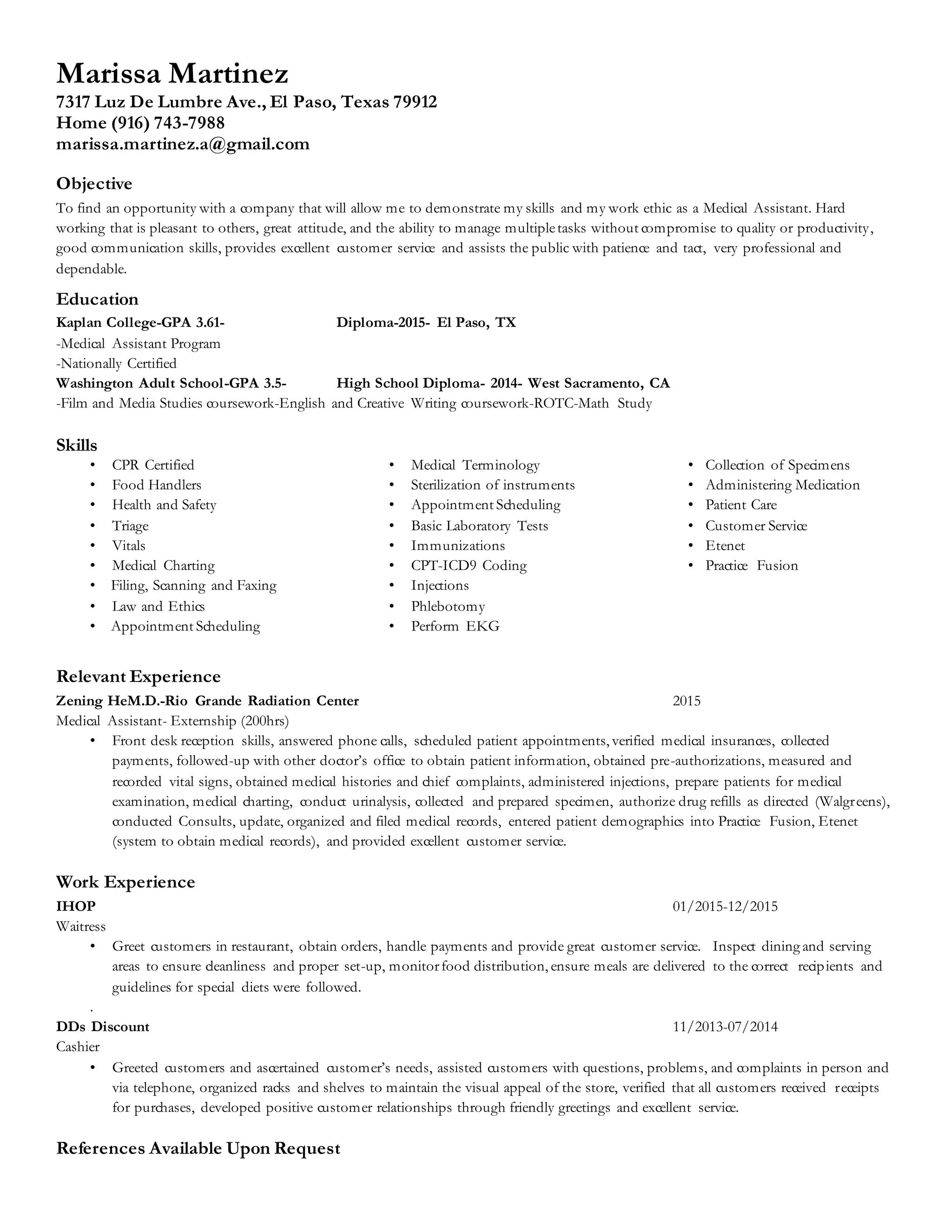 Marissa Martinez Resume | DOCX