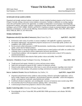 VinsonHuynh10-July-2015 | DOCX | Chemistry | Science