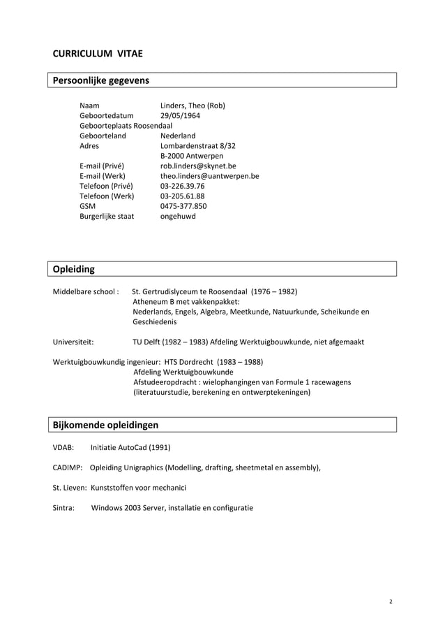CV Linders Theo - uitgebreid | PDF
