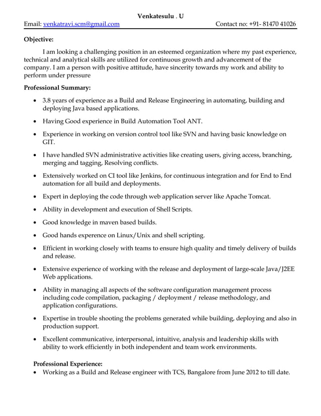 venkat_resume_3.8 | DOC | Operating Systems | Computer Software and Applications