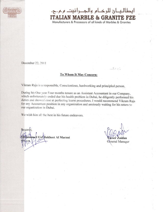 Experiance Certificate Italian Marble | PDF