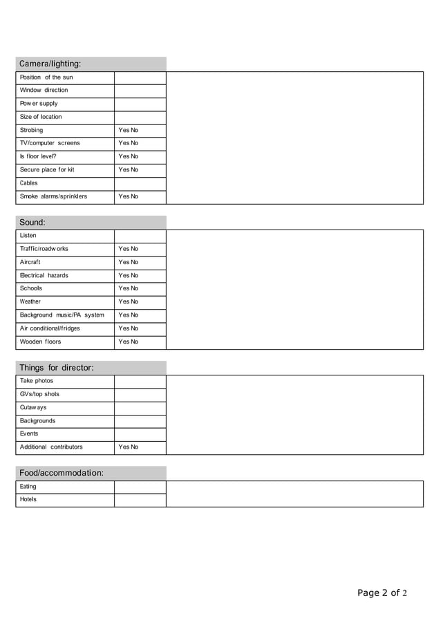 Bbc recce checklist | PDF