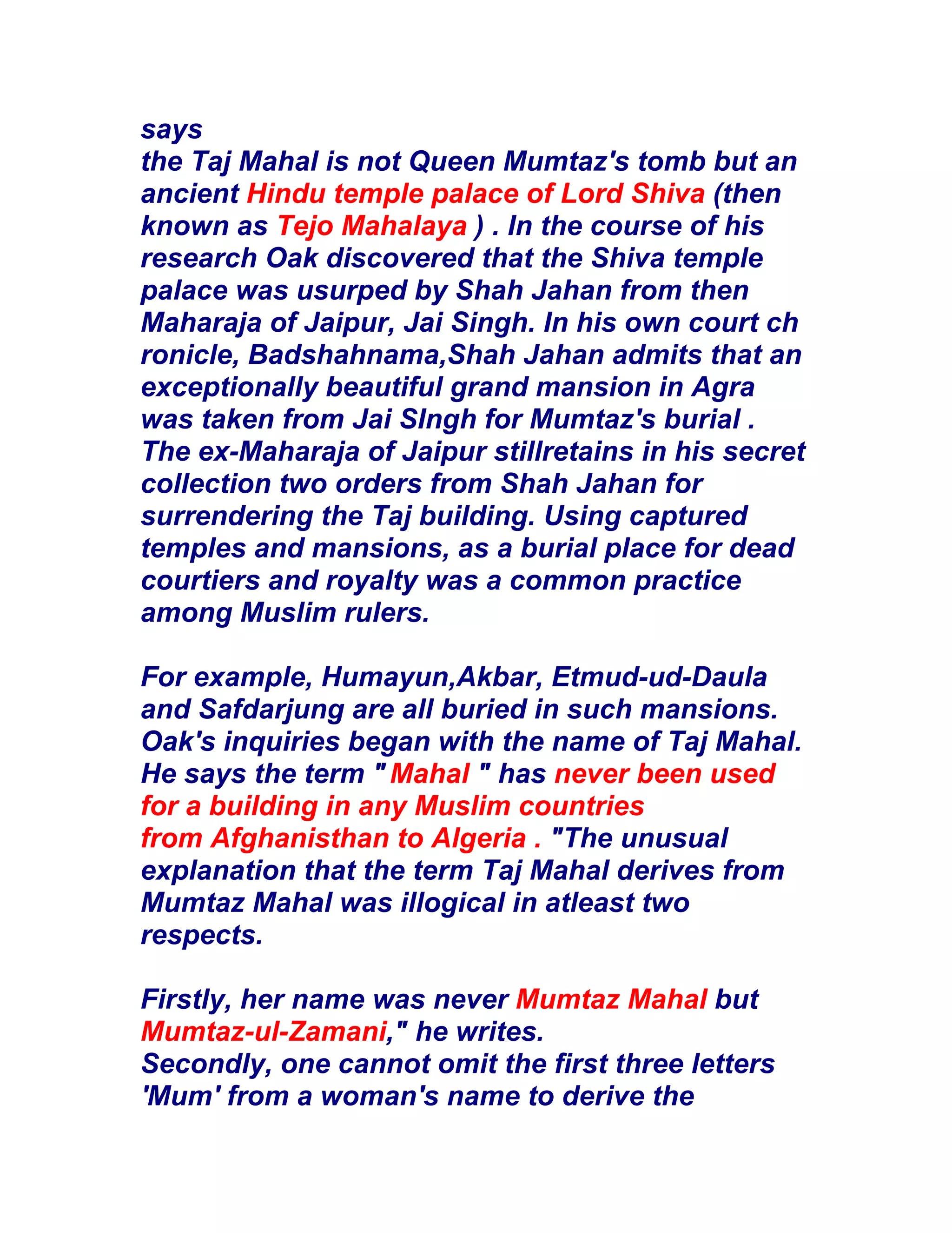 Bbc Says About Taj Mahal | DOC