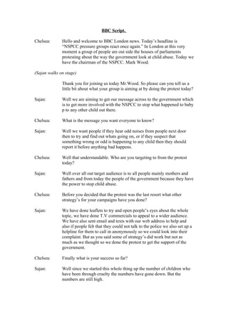 Pressure Group NSPCC BBC Script. | DOC