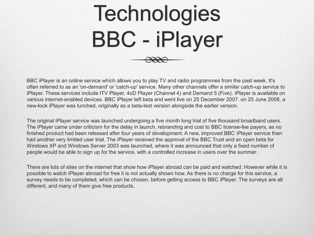 BBC technologies | PPT