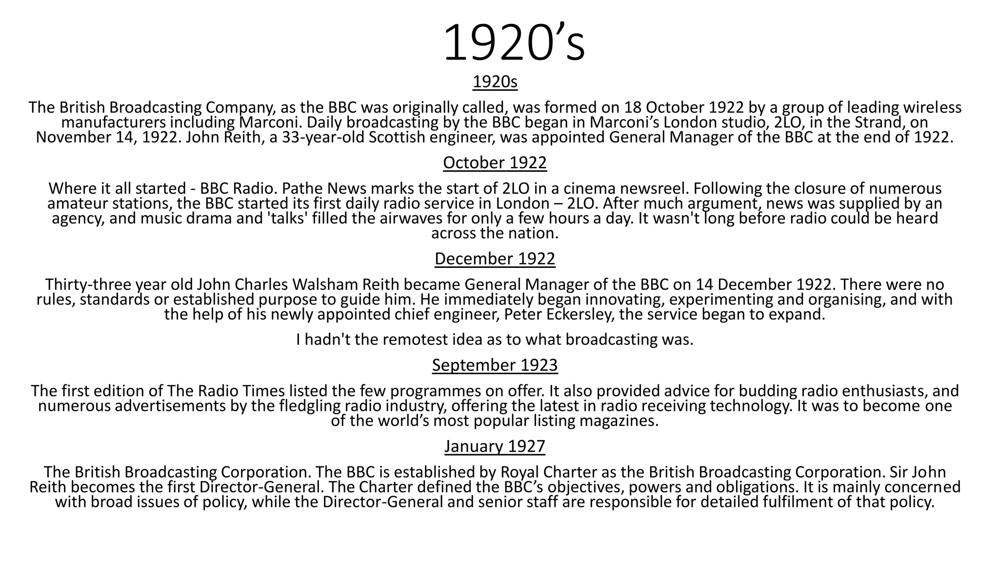 Timeline of the BBc | PPTX