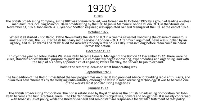 Timeline of the BBc | PPT