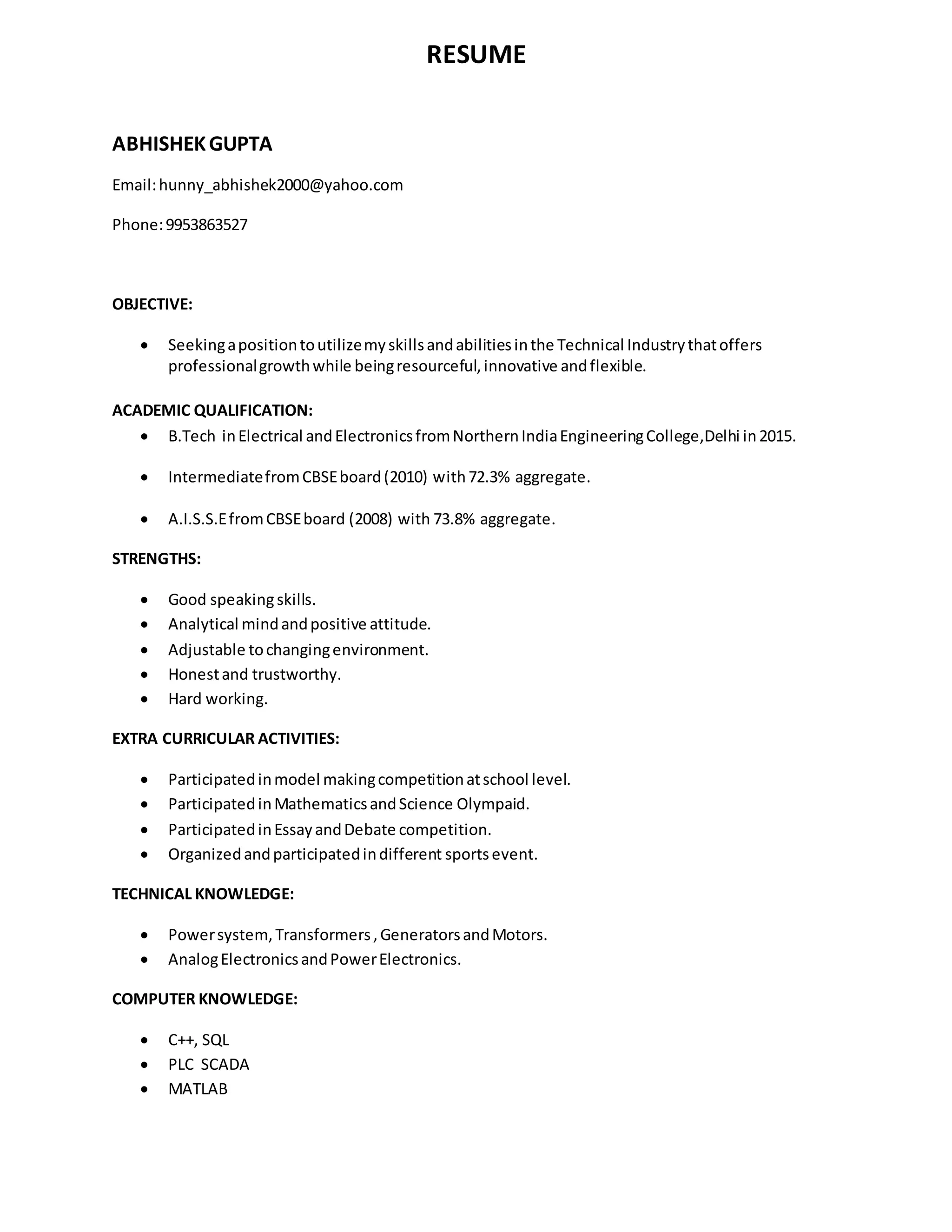 abhishek resume | DOCX | Programming Languages | Computing