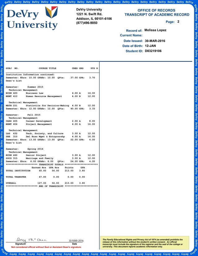 DVU Transcript | PDF