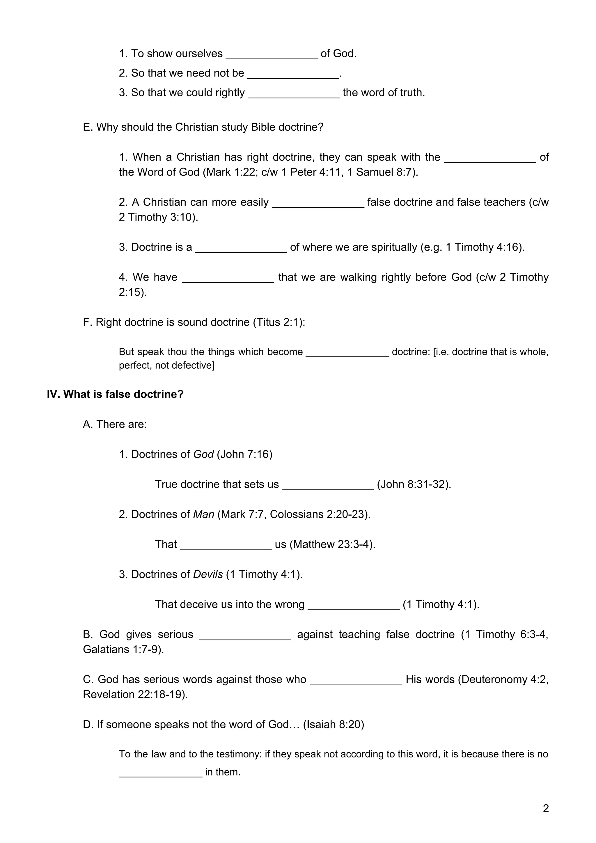 Basic Bible Doctrines Introduction | PDF
