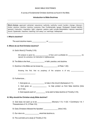 Basic Bible Doctrines Introduction | PDF