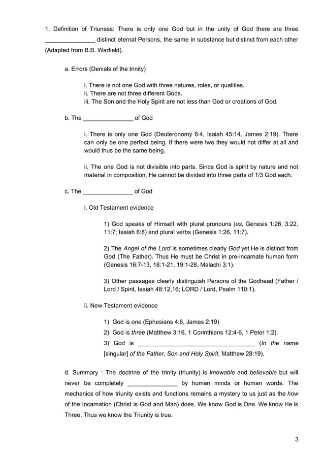 Basic Bible Doctrine Lesson 2 God | PDF