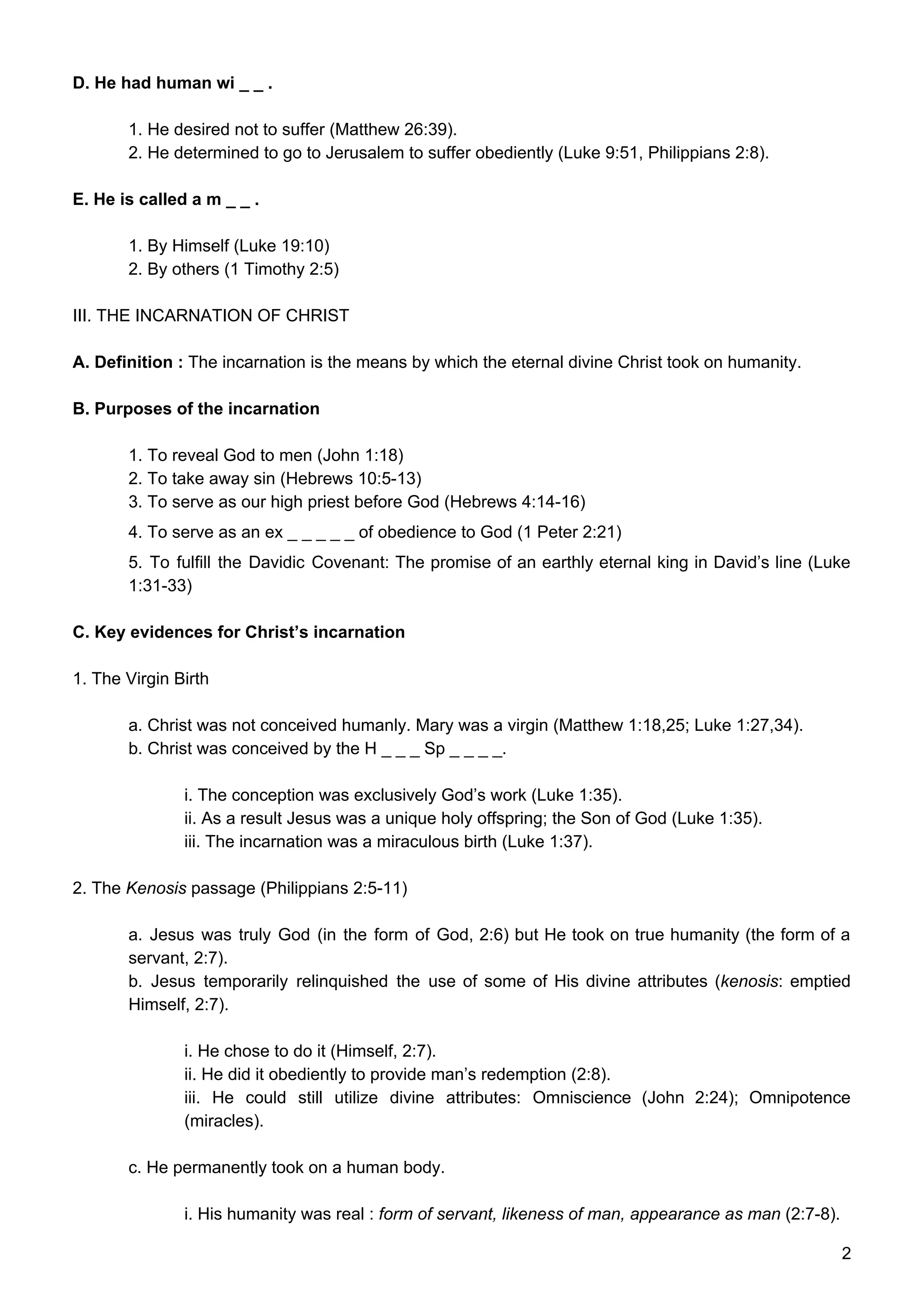 Basic Bible Doctrine Lesson 3 Christ | PDF