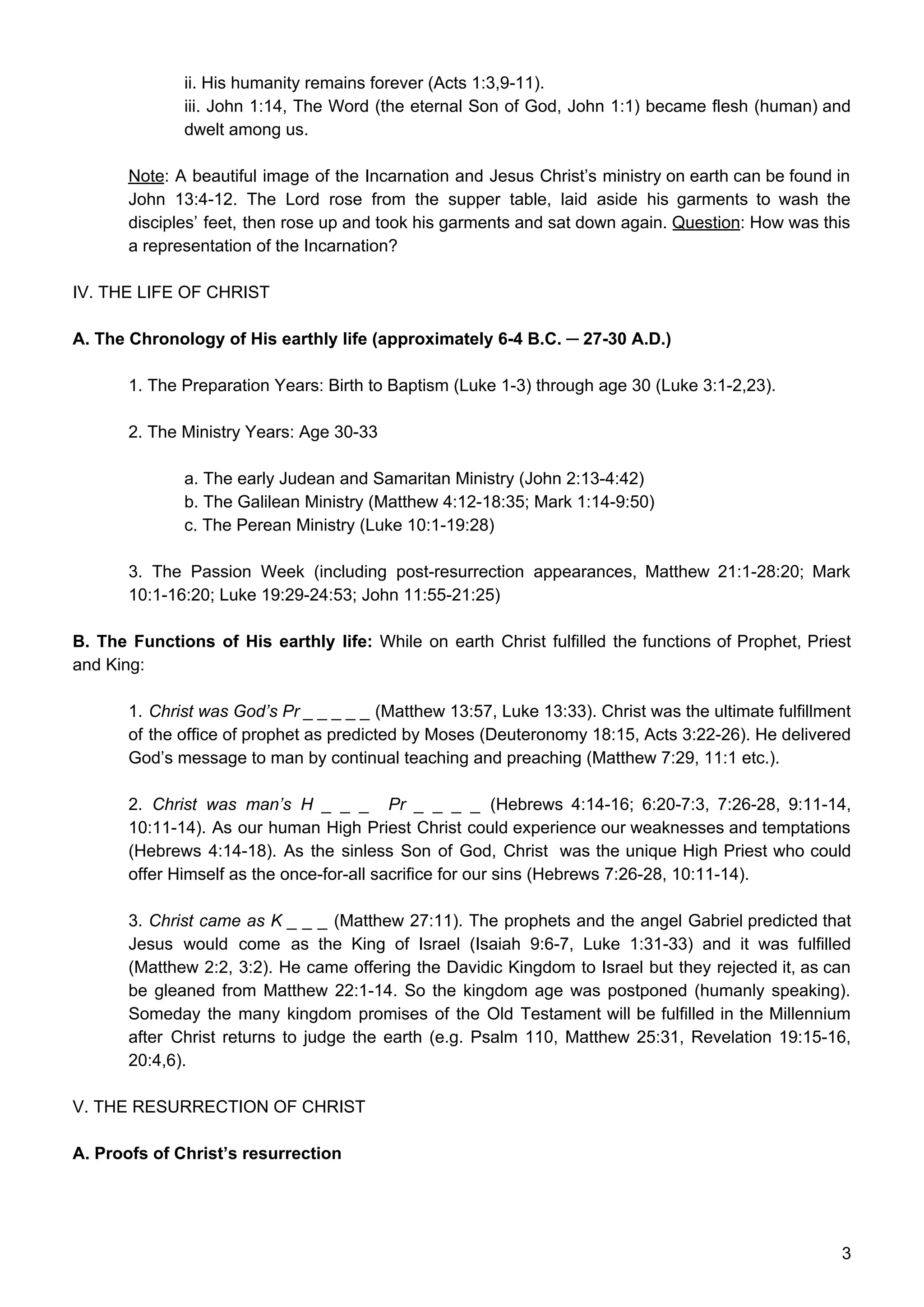 Basic Bible Doctrine Lesson 3 Christ | PDF