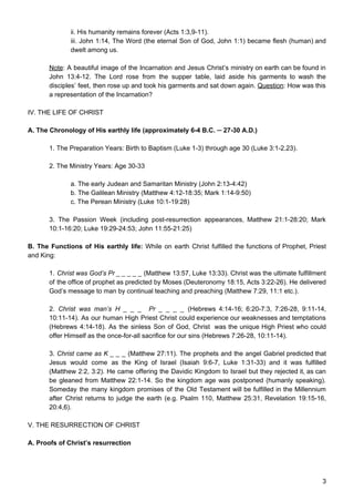 Basic Bible Doctrine Lesson 3 Christ | PDF