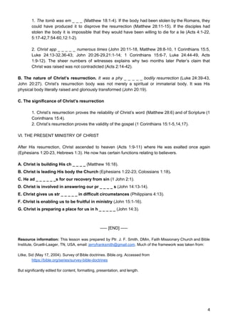 Basic Bible Doctrine Lesson 3 Christ | PDF