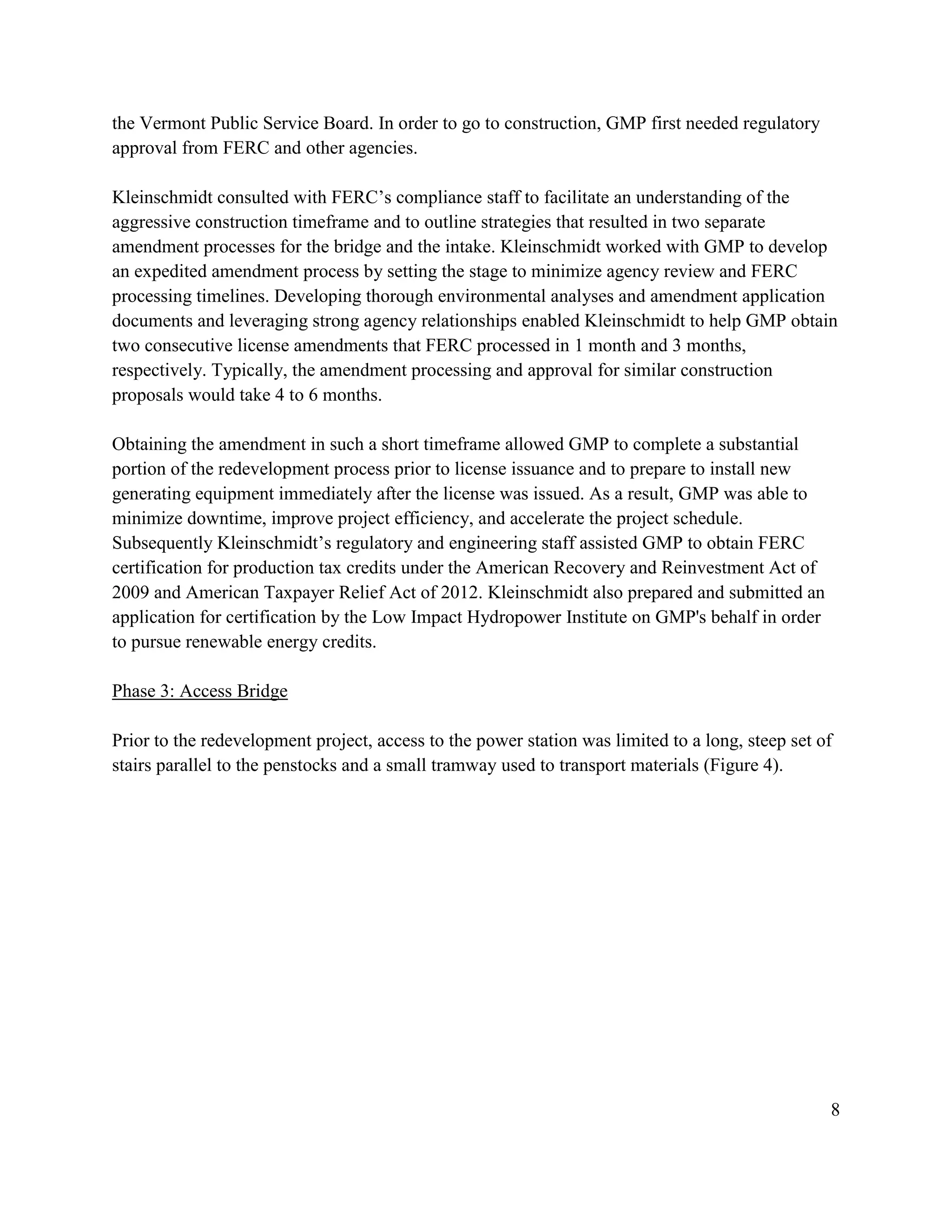 01 Redevelopment of the Proctor Hydroelectric Powerstation ...