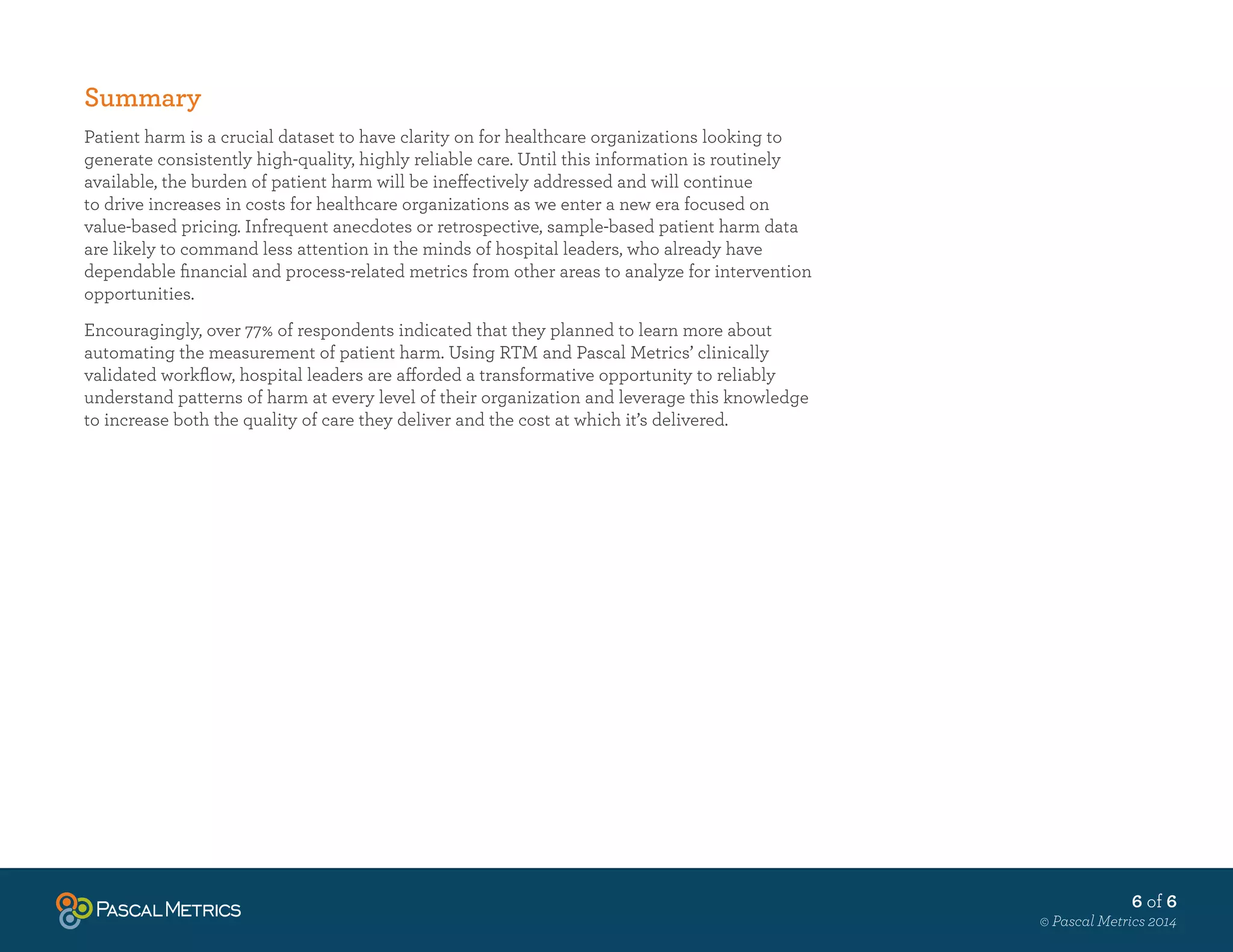 Pascal Metrics - Current Use Of Technology In Automating Patient Harm ...