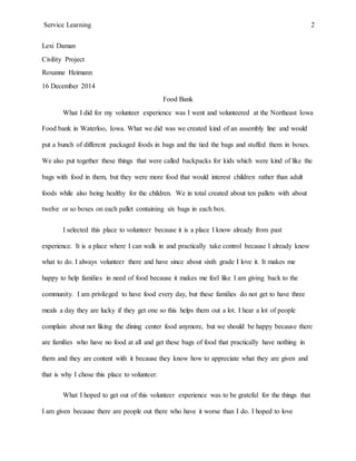 Service Learning Paper | DOCX