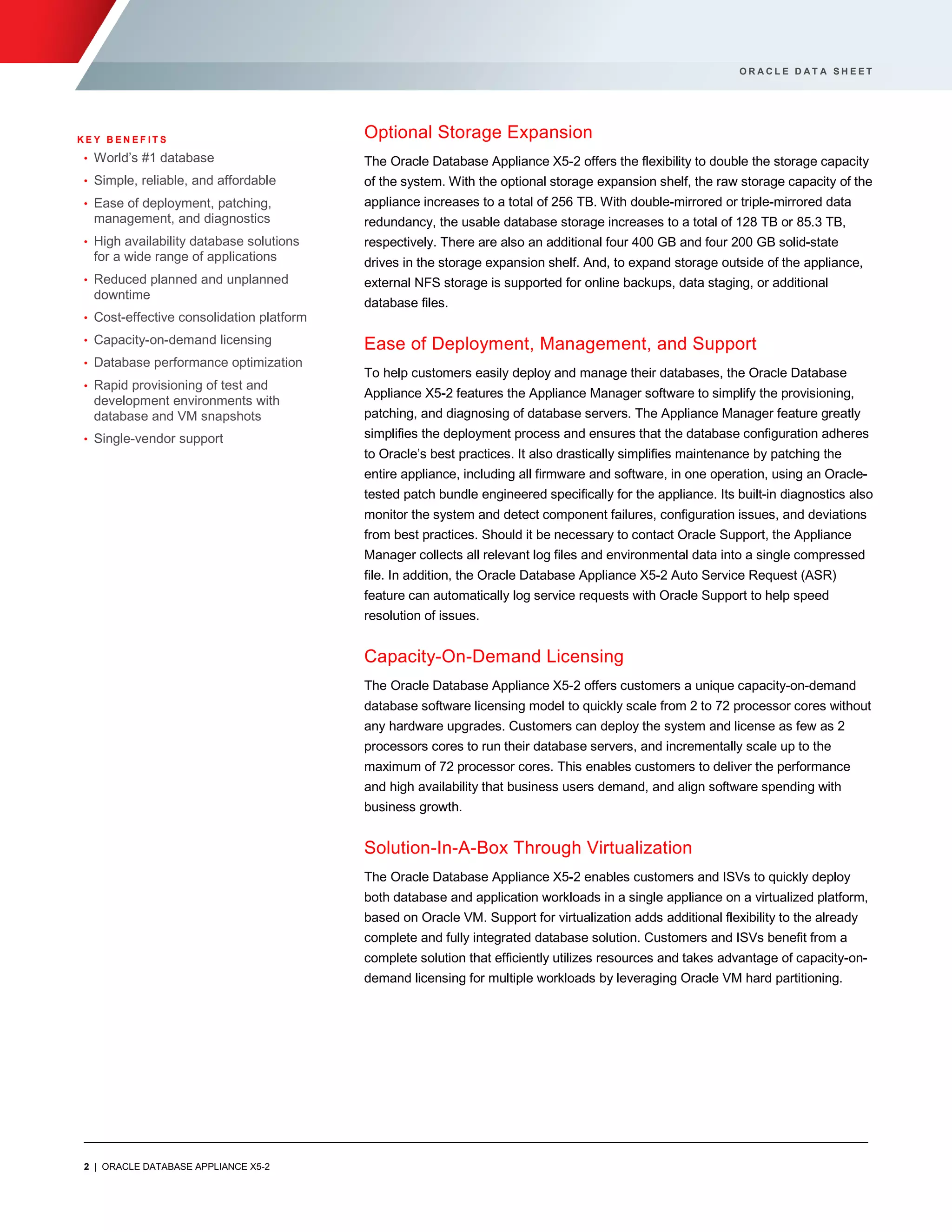 oda-x5-2-DATA SHEET | PDF | Databases | Computer Software and Applications