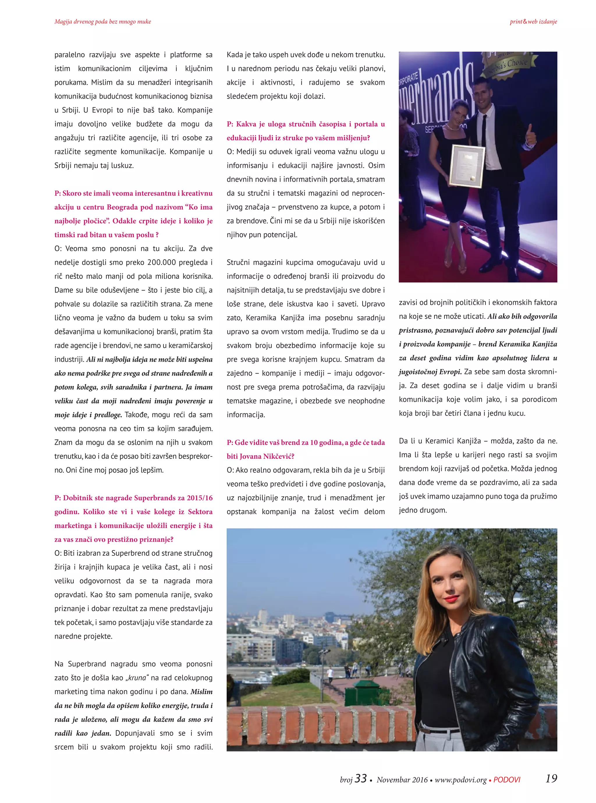PODOVI novembar 2016 br 33 str 16-19 Jovana Nikcevic intervju | PDF