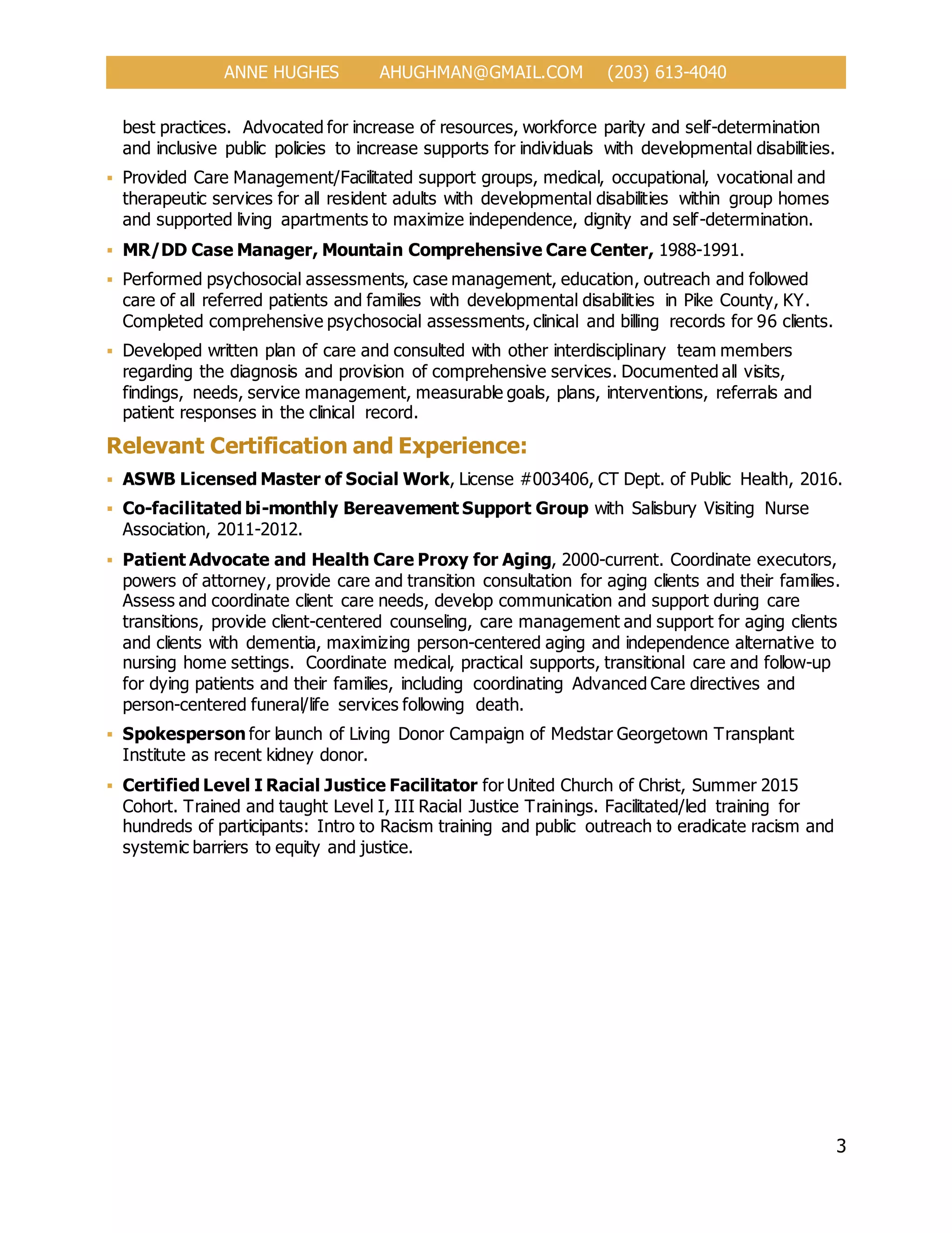 Anne Hughes LMSW Resume | DOCX