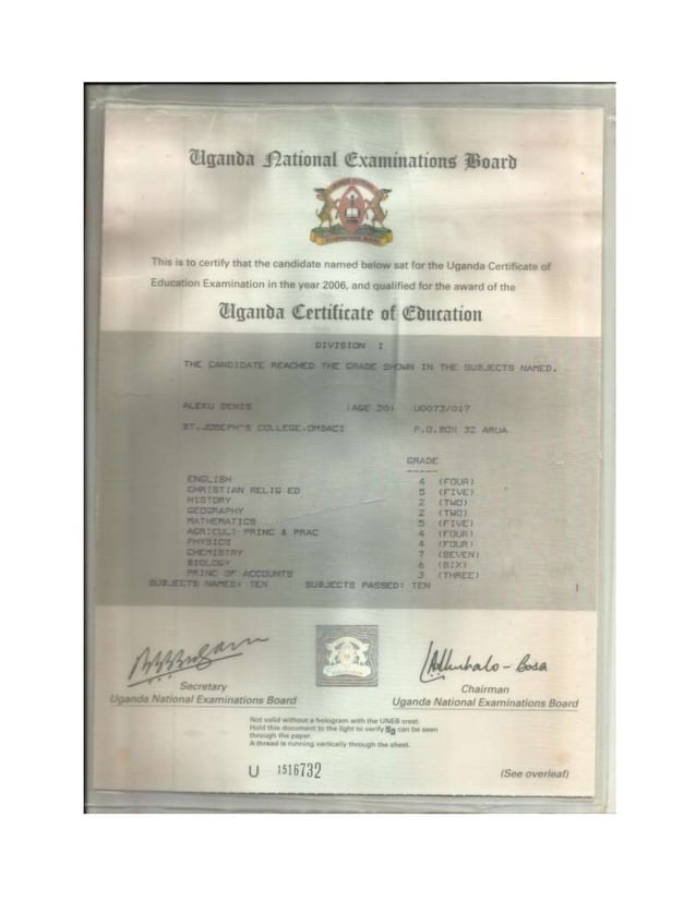 Academic Documents - Denis Aleku | PDF