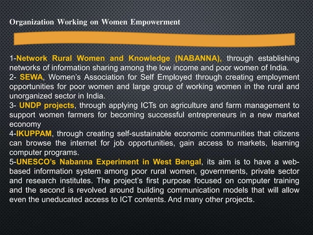“Study on Actors and Activities in the Area of ICT and Women Empowerment in India” | PPT