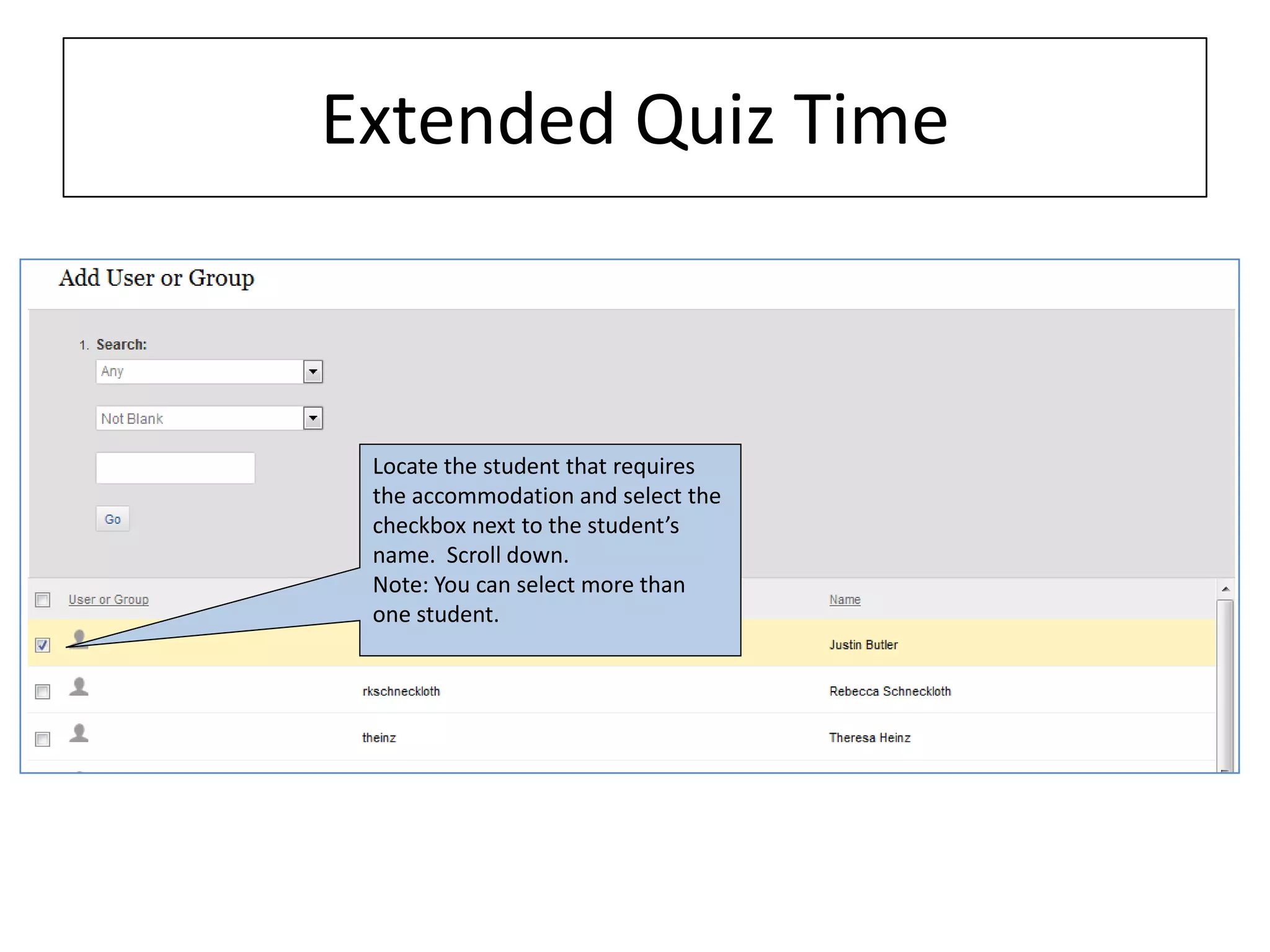 How to set up extended time on BbL quiz | PPTX