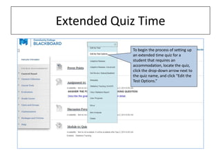 How to set up extended time on BbL quiz | PPTX