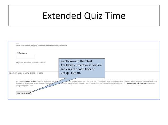 How to set up extended time on BbL quiz | PPTX