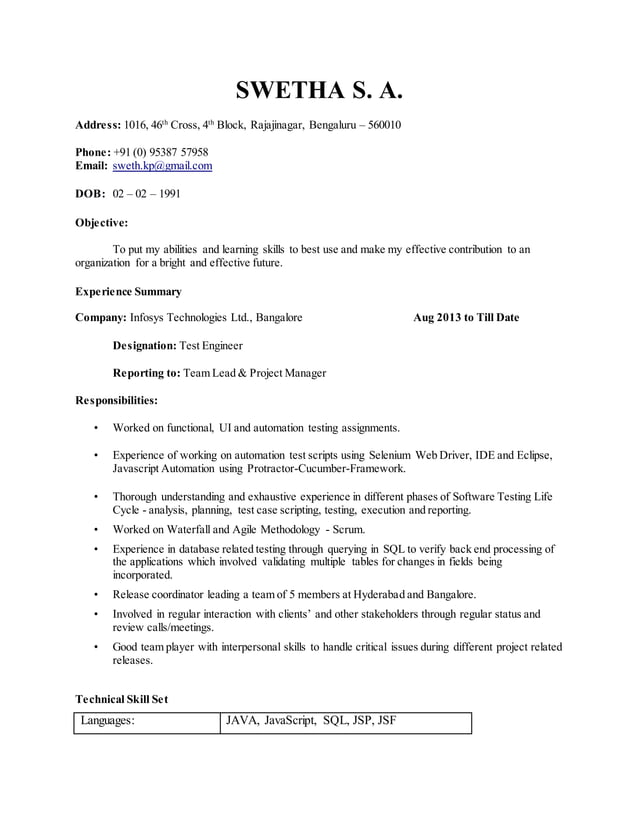 Swetha_Resume | DOCX | Computer Software and Applications | Computing