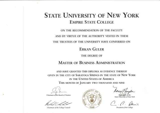 Empire State College Master Diploma | PDF