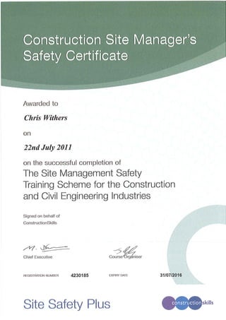 C Withers SMSTS | PDF