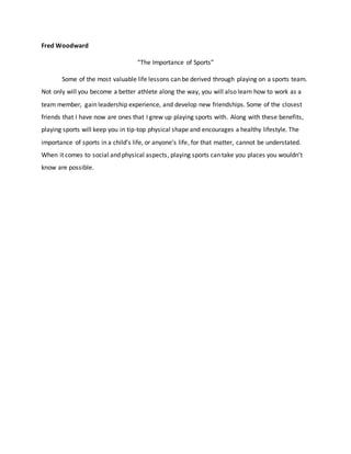 The Importance of Sports | DOCX