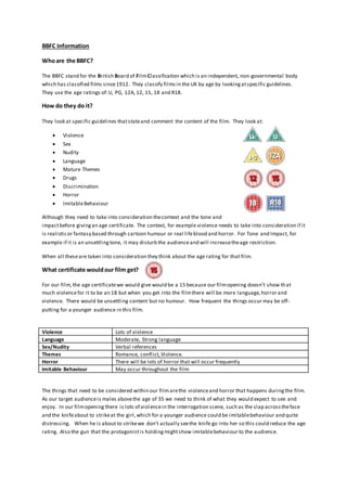 BBFC Classification | DOCX