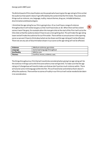BBFC Classification | DOCX