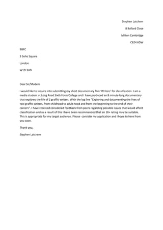 Bbfc letter | PDF