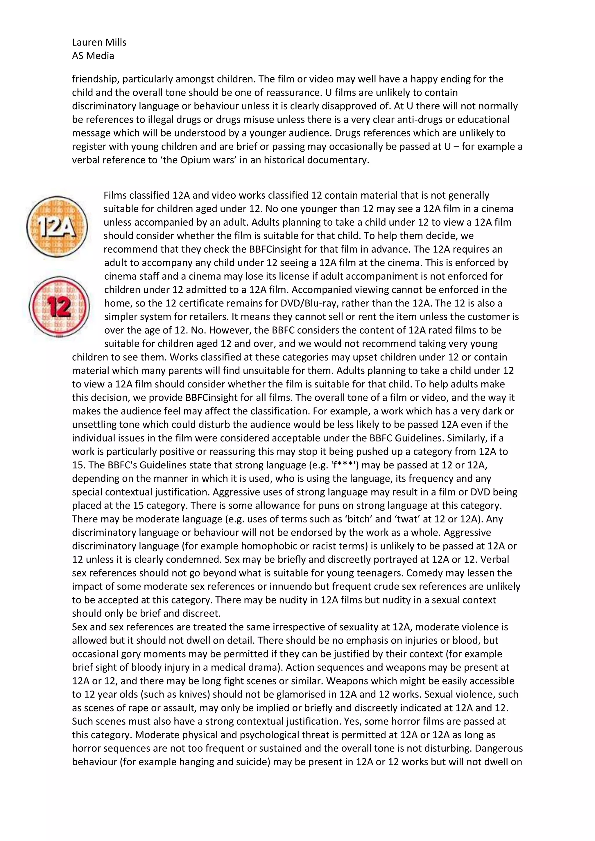 Bbfc ratings | DOCX | Sexual Conditions | Sexual Health