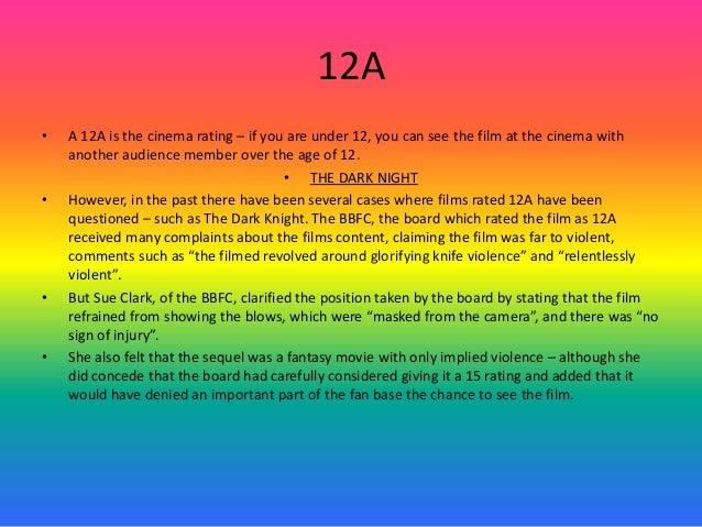 Bbfc regulations of a 12