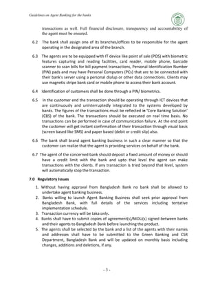 Bb guidelines on agent banking for the banks | PDF