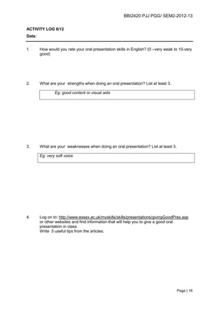 Bbi 2420 pjj ppg assignment 1- portfolio | PDF