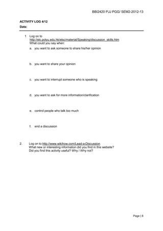 Bbi 2420 pjj ppg assignment 1- portfolio | PDF