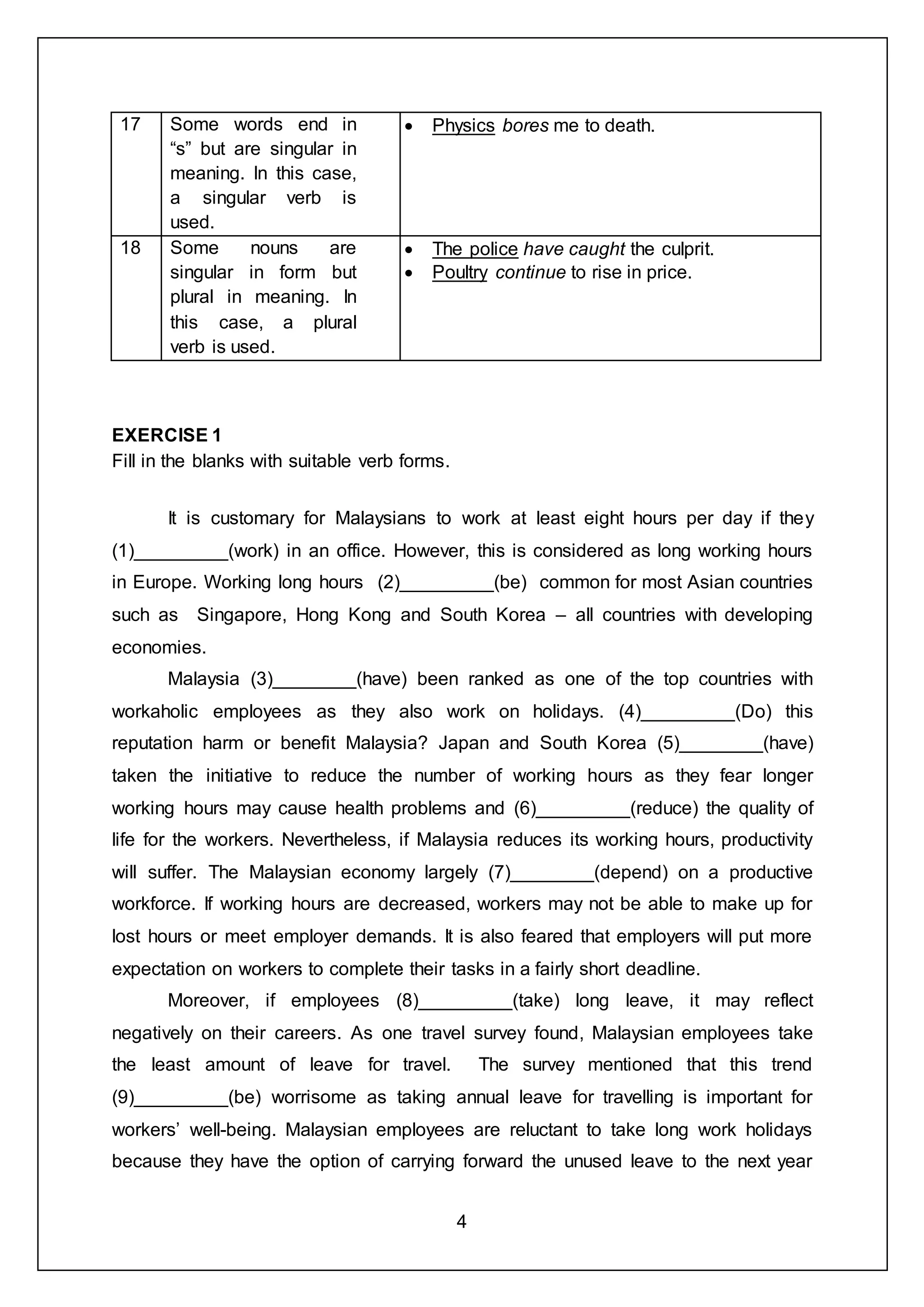 sentence error (sva) & tenses | DOCX