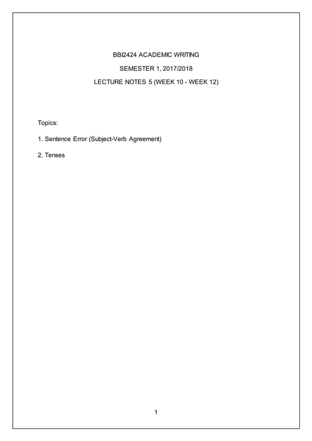 sentence error (sva) & tenses | PDF