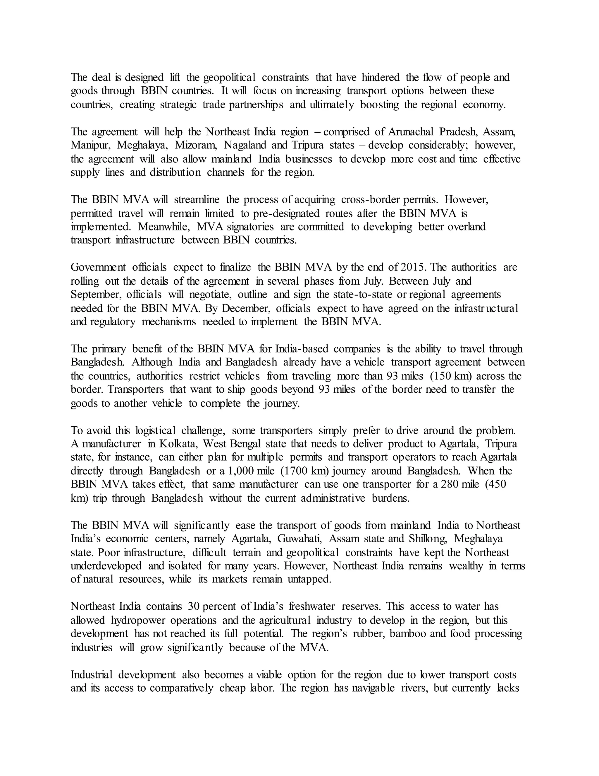 BBIN Motor Vehicle Agreement | DOCX