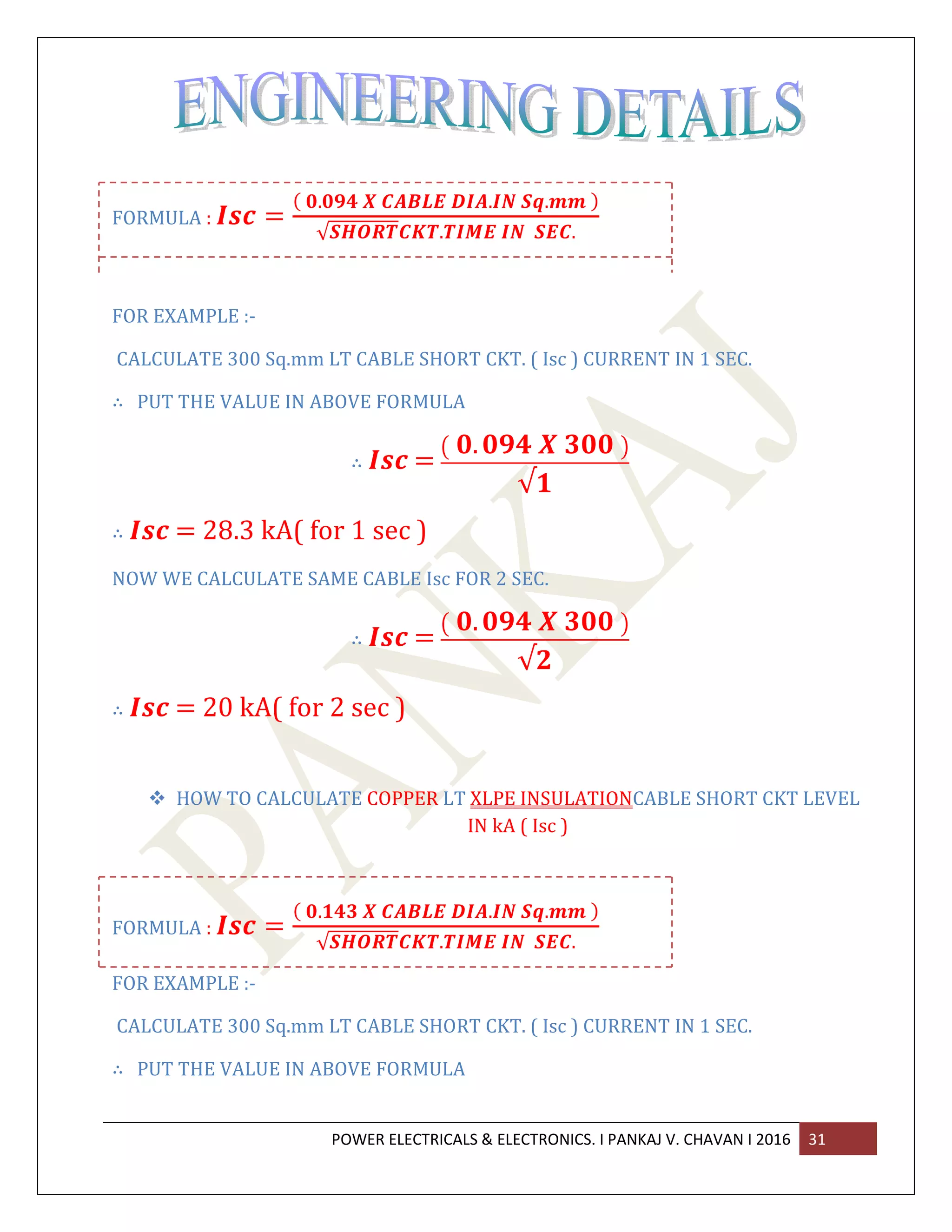 Electrical Design calculations | PDF